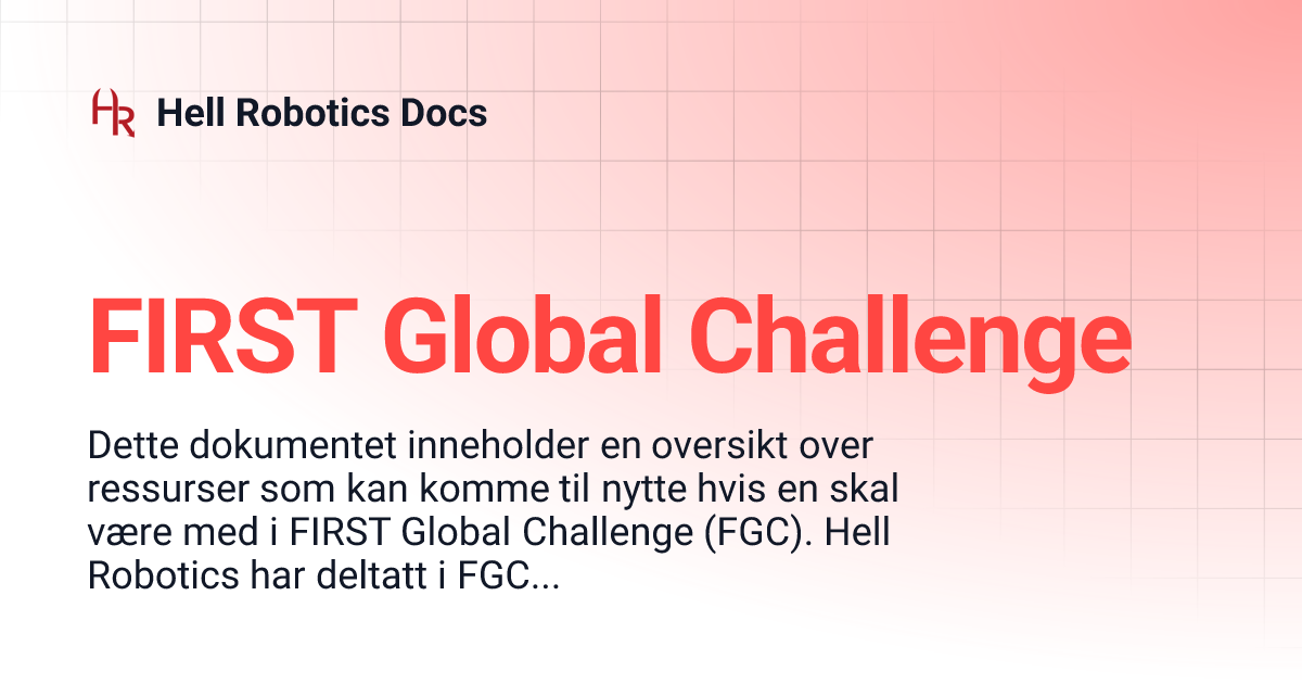 FIRST Global Challenge | Hell Robotics Docs